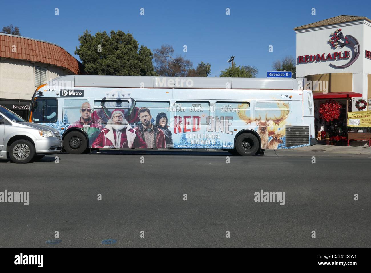 Los Angeles, California, USA 2nd January 2025 Red One Bus with Dwayne ...
