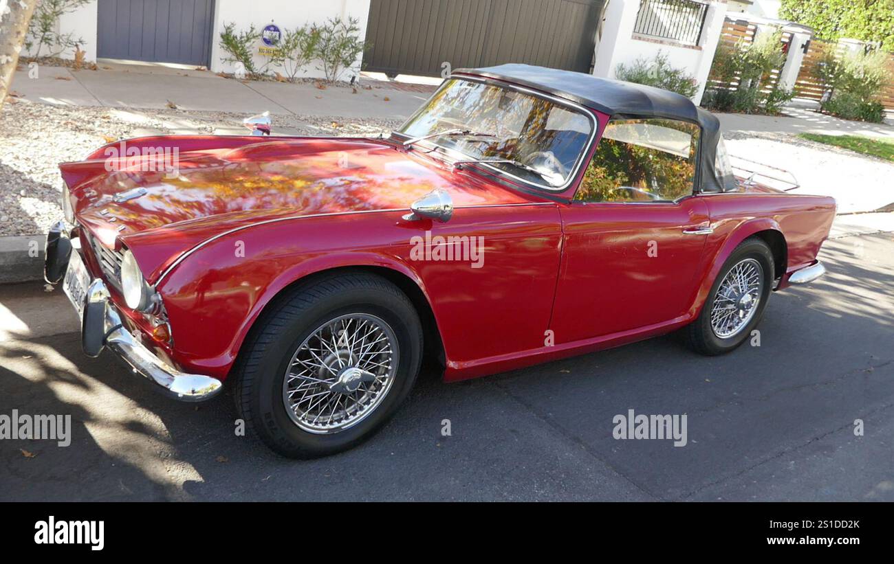 Los Angeles, California, USA 2nd January 2025 Red Triumph T4 Car on ...