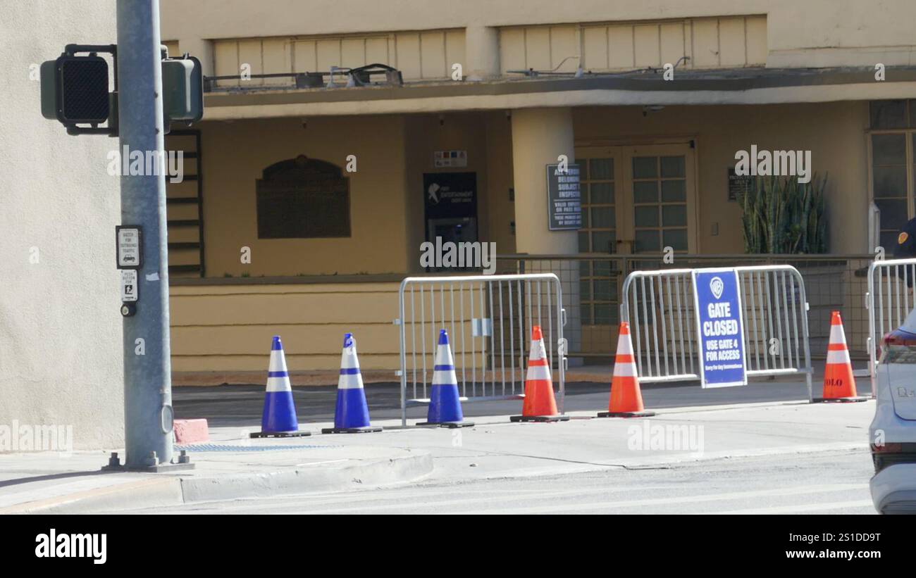 Burbankj, California, USA 2nd January 2025 Security Barricade and ...