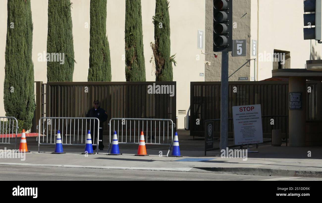 Burbankj, California, USA 2nd January 2025 Security Barricade and ...