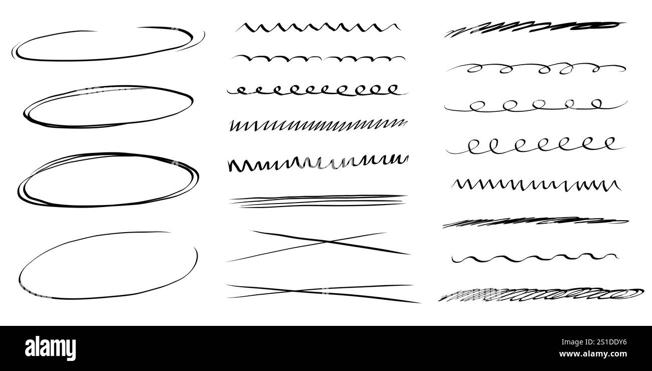 Underline mark border doodle hand drawn mark, swoosh highlight freehand ...