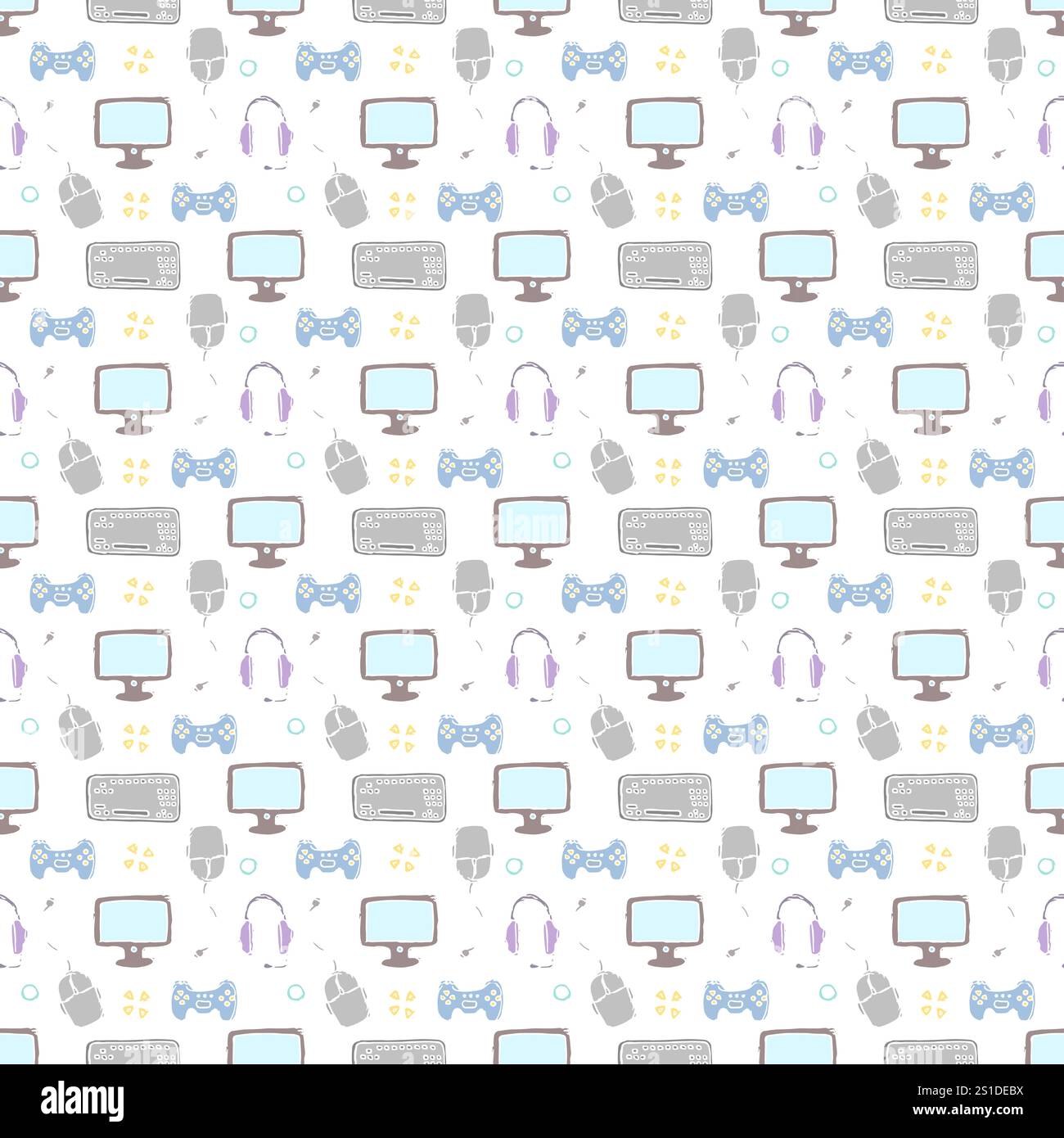 Seamless gaming pattern. Hand drawn gaming icons background Stock Photo ...