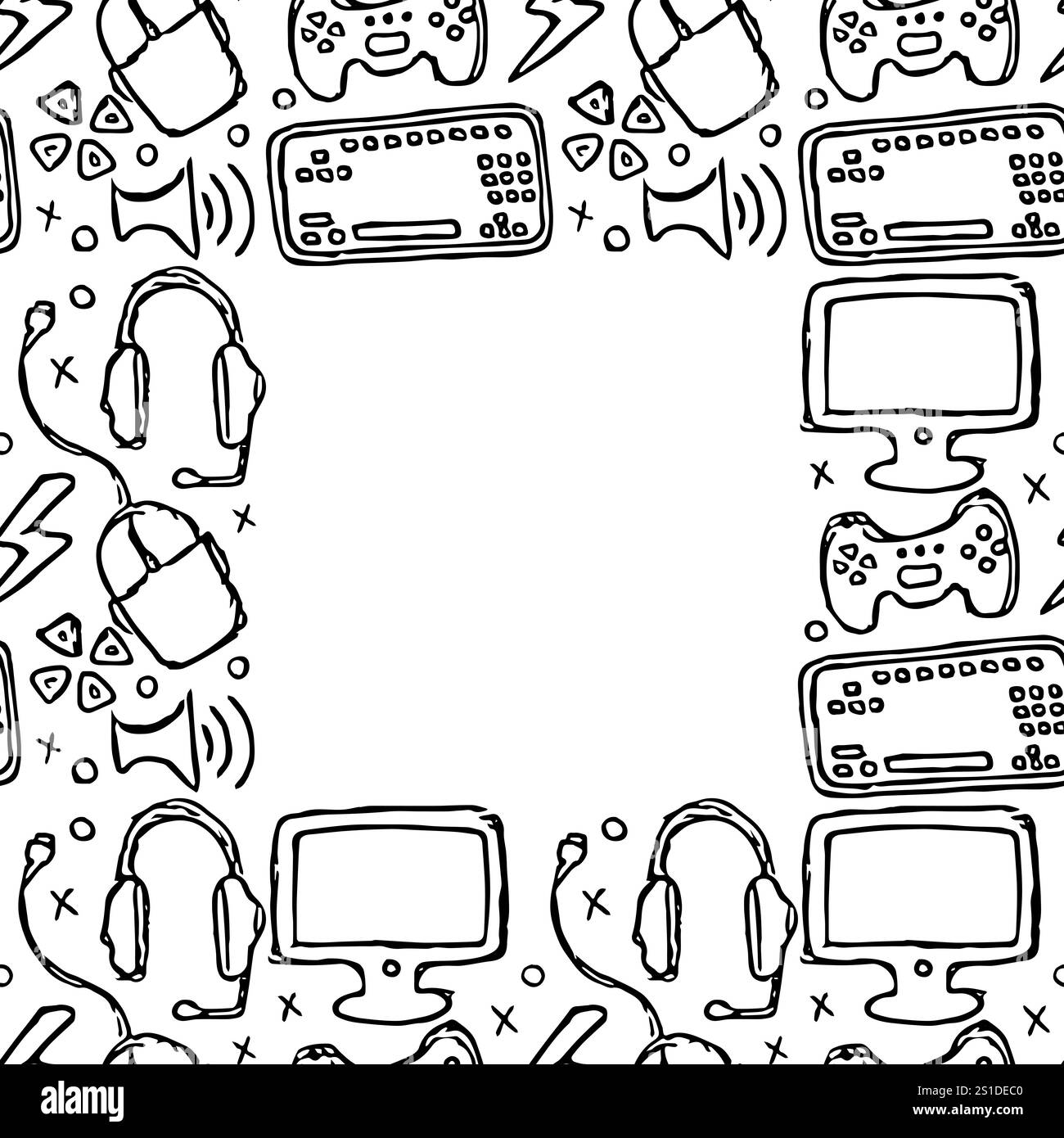 Gaming frame. Hand drawn gaming background with place for text Stock ...