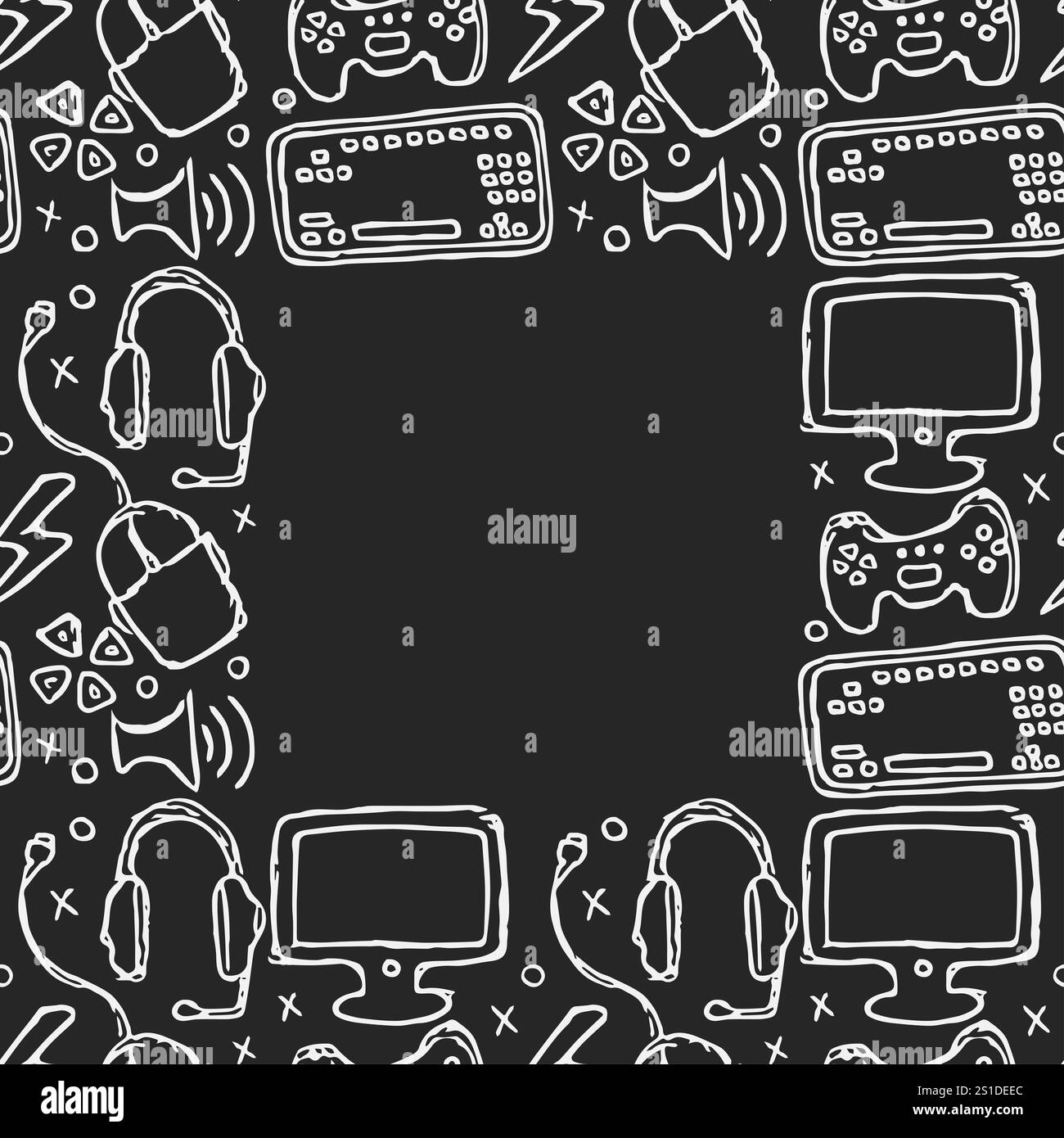 Gaming frame. Hand drawn gaming background with place for text Stock ...