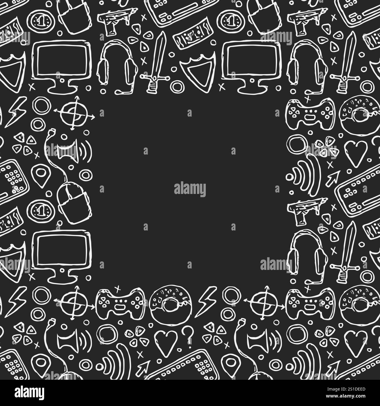 Gaming frame. Hand drawn gaming background with place for text Stock ...