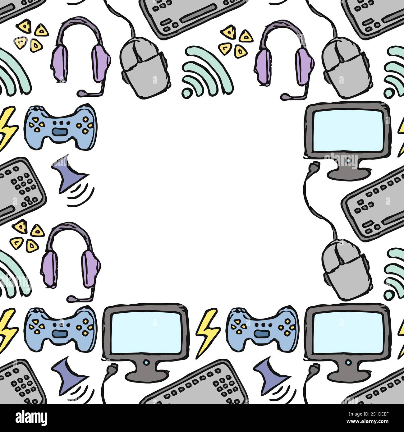 Gaming frame. Hand drawn gaming background with place for text Stock ...