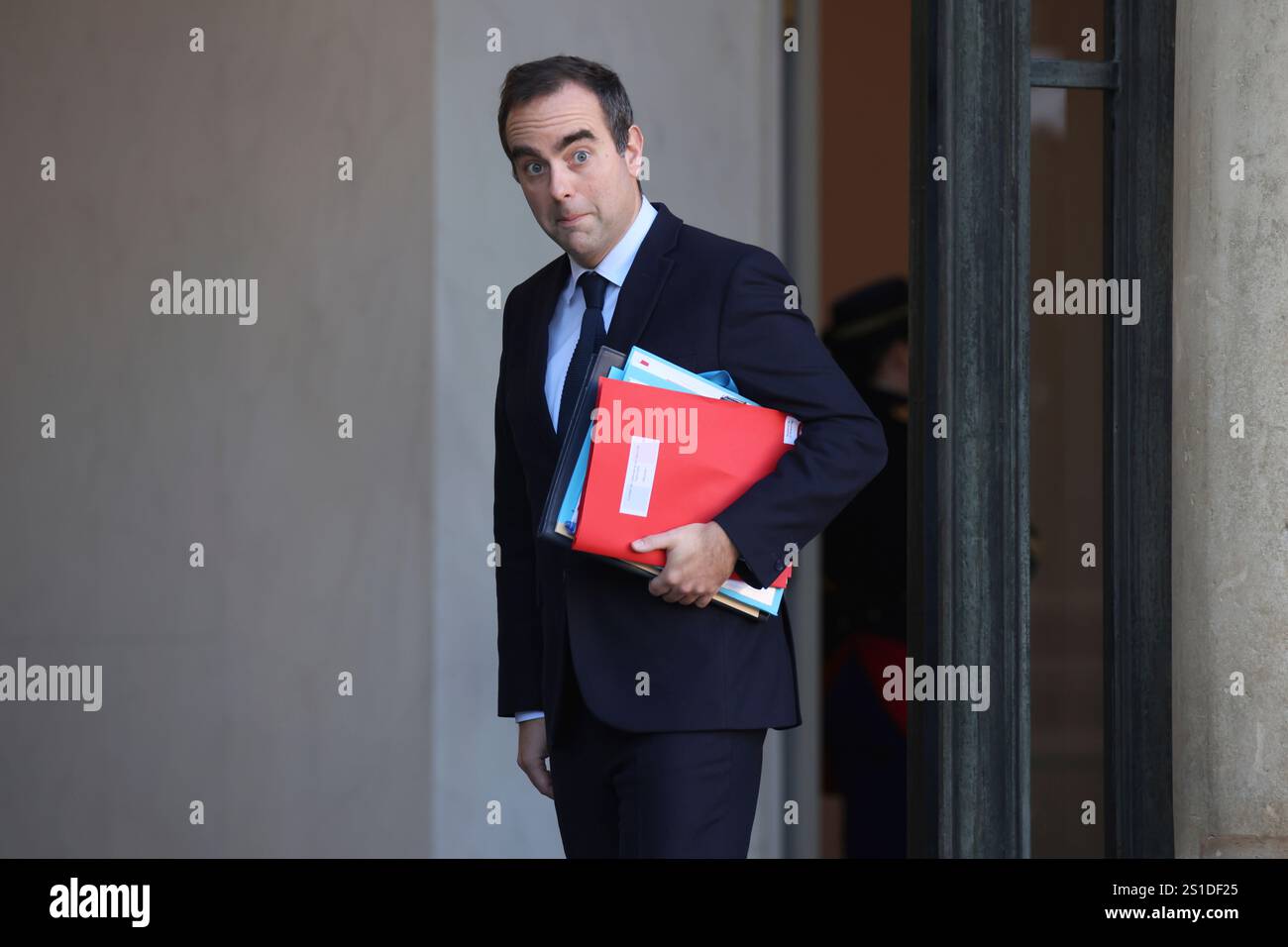 French Defense Minister Sebastien Lecornu leaves the first cabinet ...
