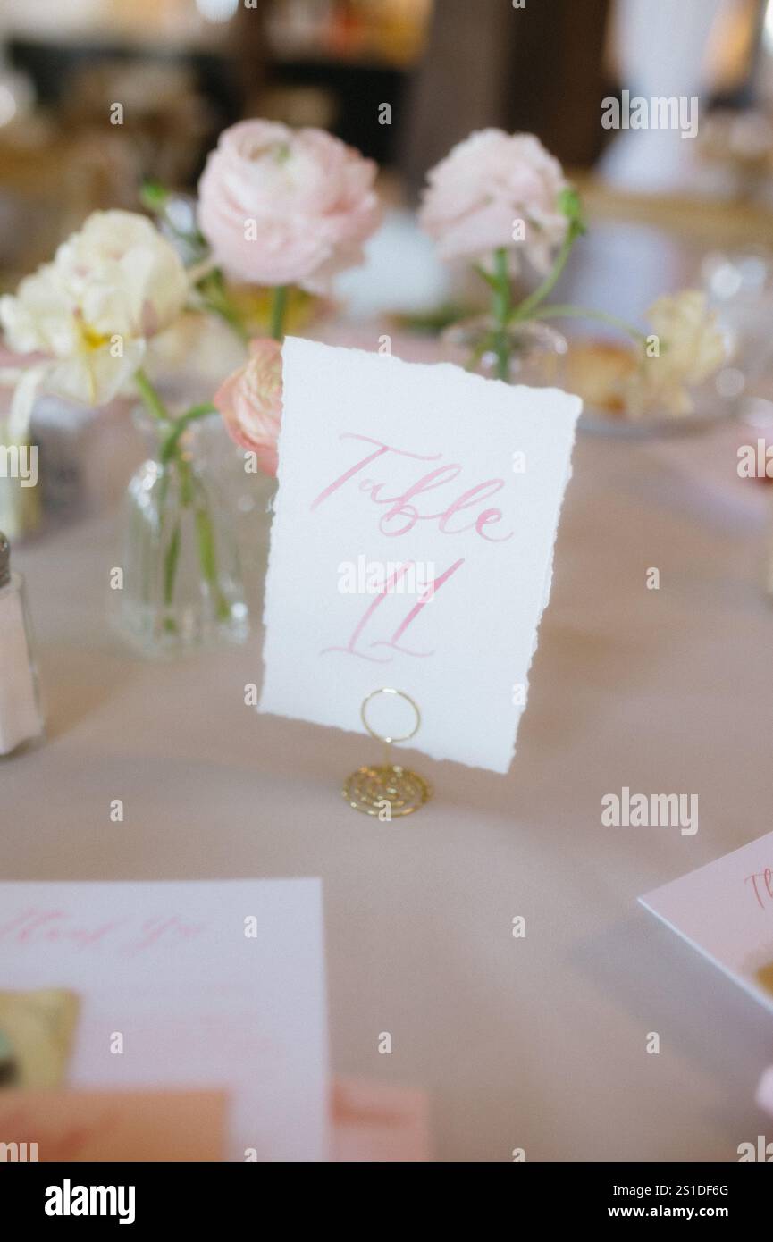 table number at a wedding reception table setting Stock Photo - Alamy