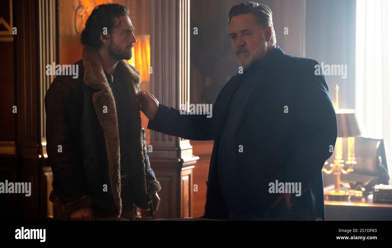 RUSSELL CROWE and AARON TAYLOR-JOHNSON in KRAVEN THE HUNTER (2024 ...