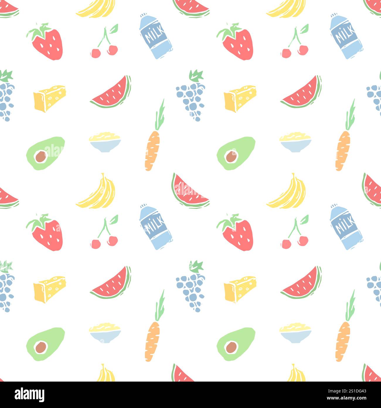 Healthy food pattern. Drawn healthy food background Stock Photo - Alamy