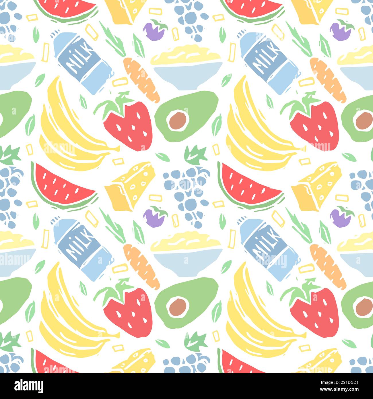 Healthy food pattern. Drawn healthy food background Stock Photo - Alamy