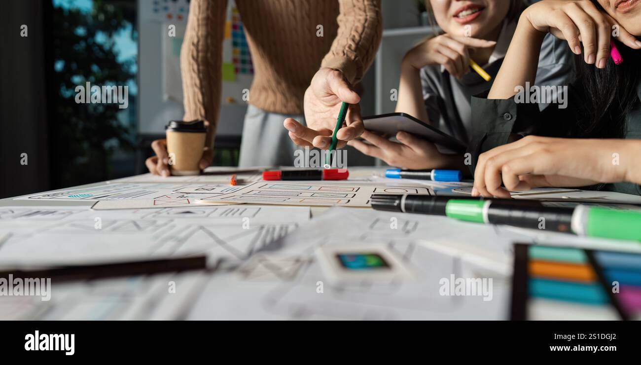 Creative Ux Ui Brainstorming Session With Designers Collaborating On Innovative Digital