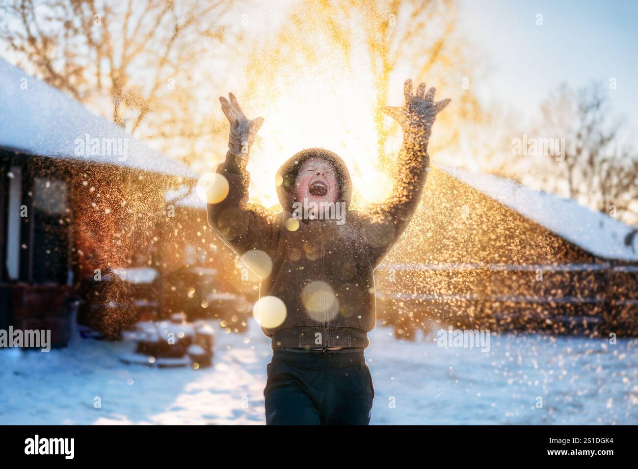 Teen boys playing in winter hi-res stock photography and images - Alamy