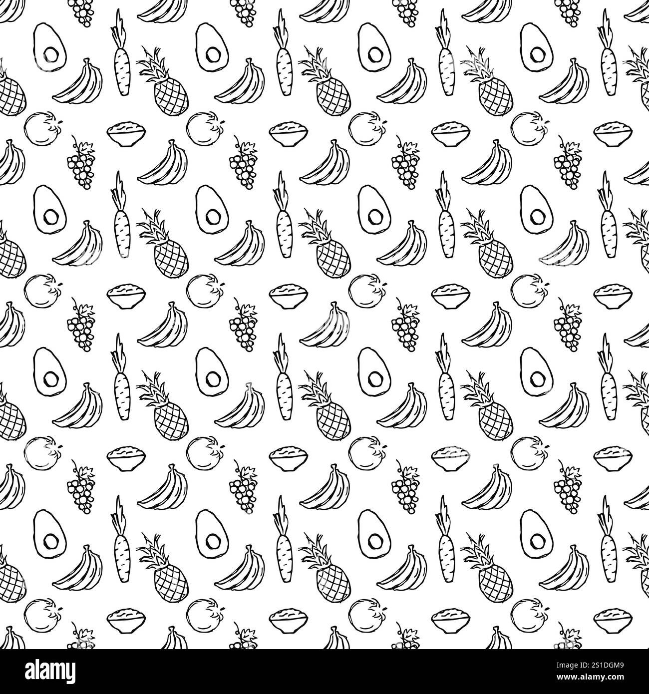 Healthy food pattern. Drawn healthy food background Stock Photo - Alamy