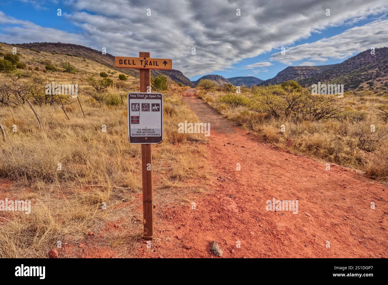 Signpost for the historic Bell Trail in the Wet Beaver Creek Wilderness ...