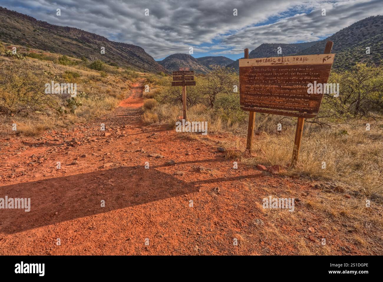 A sign explaining the founding of the historic Bell Trail in the ...
