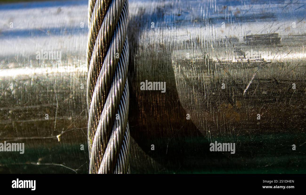 Steel wire part of a draw bridge Stock Photo - Alamy