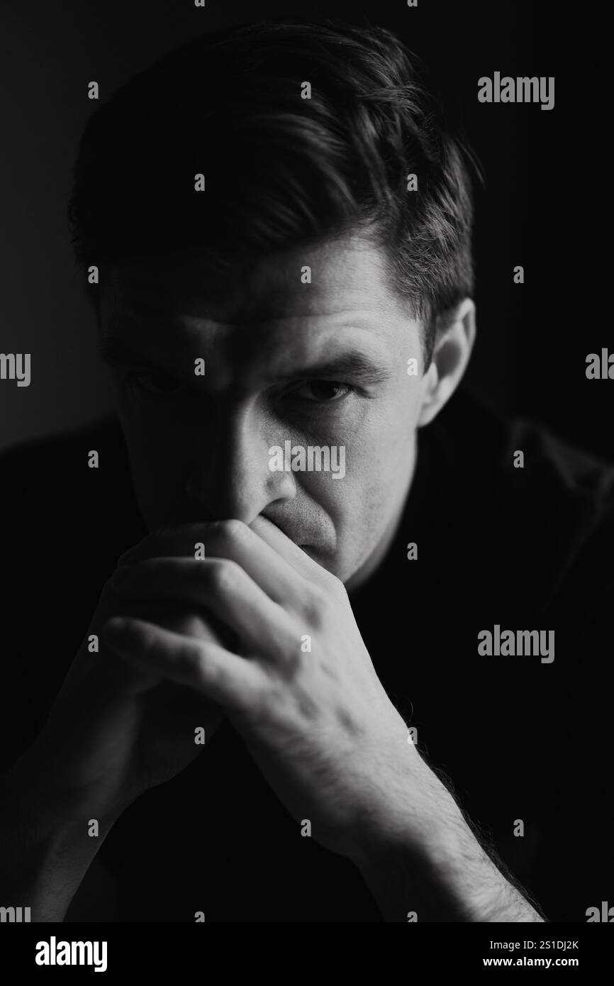 Portrait of a charismatic man, close-up, black and white Stock Photo ...