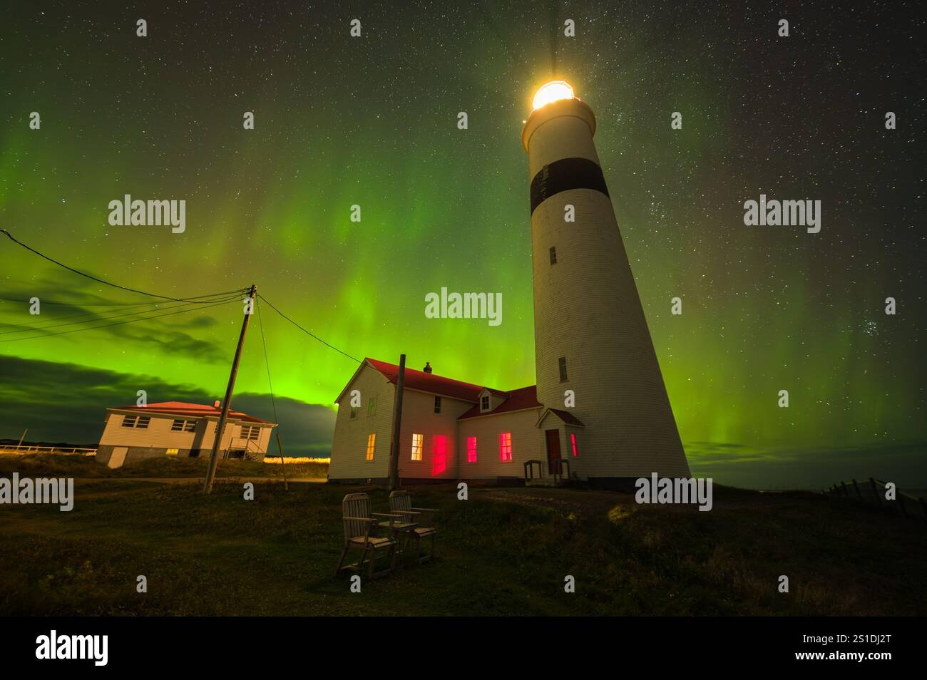Aurora Over Point Amour Lighthouse Stock Photo - Alamy