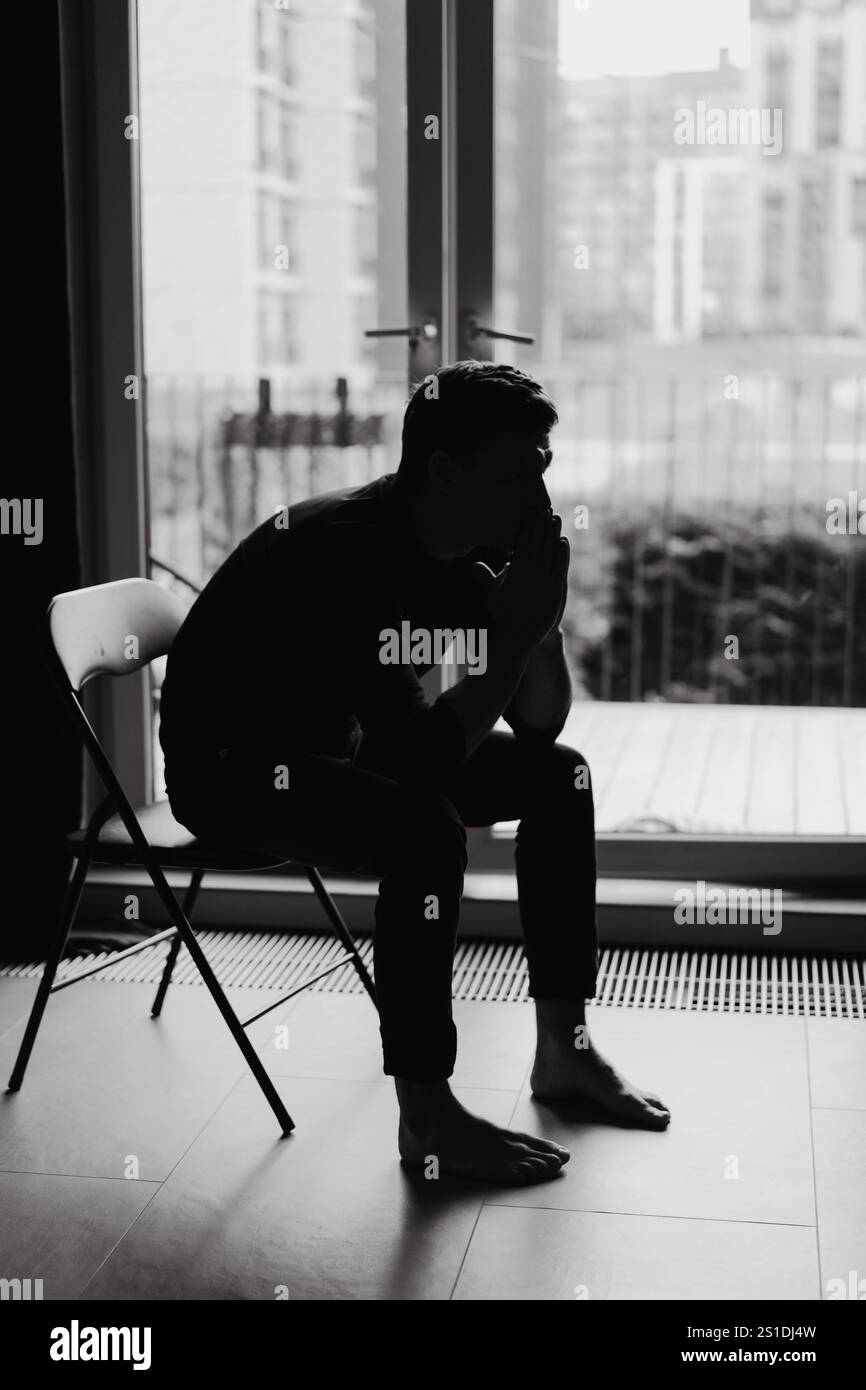 Portrait of a charismatic man, close-up, black and white Stock Photo ...