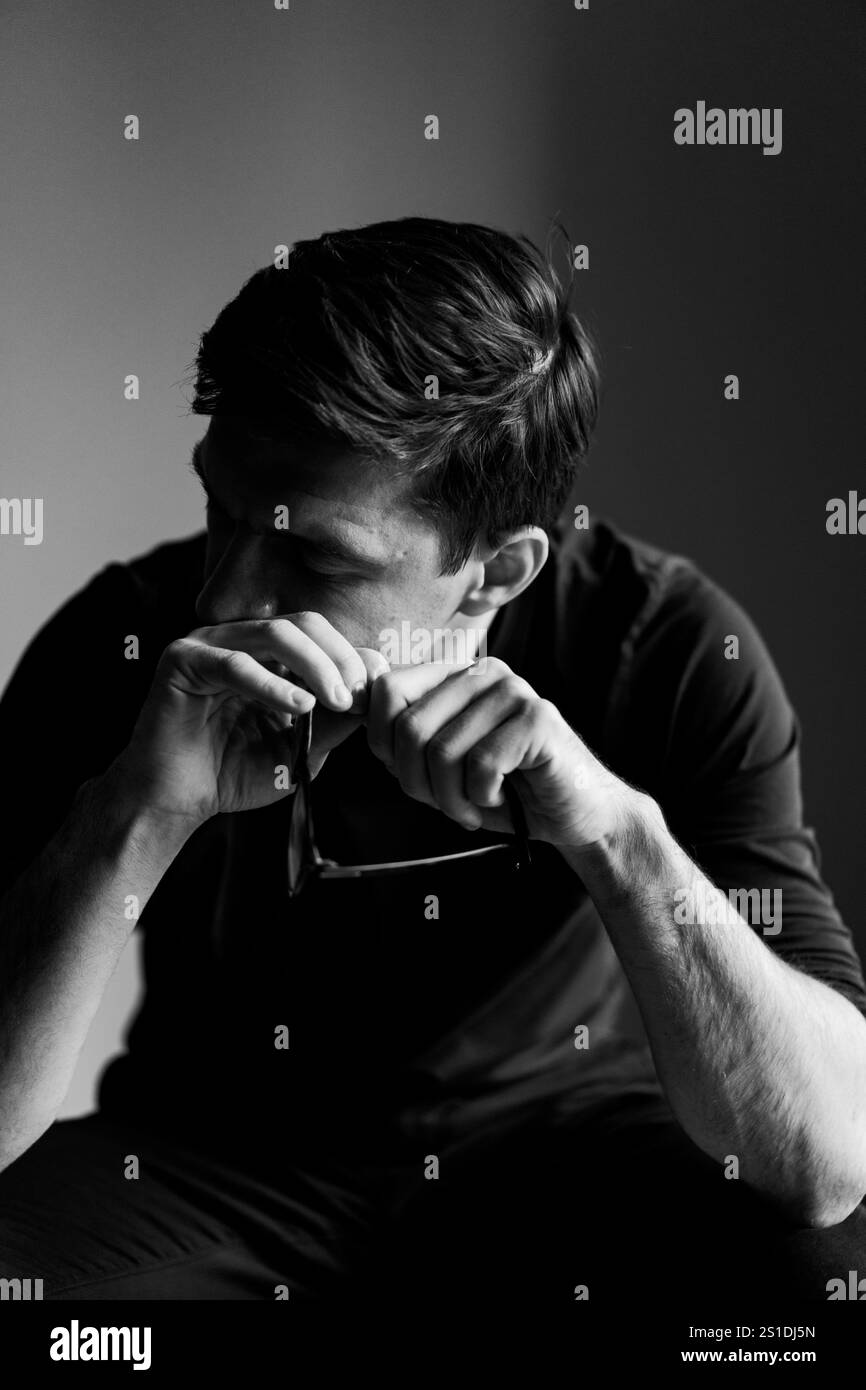 Serious confident handsome man Black and White Stock Photos & Images ...