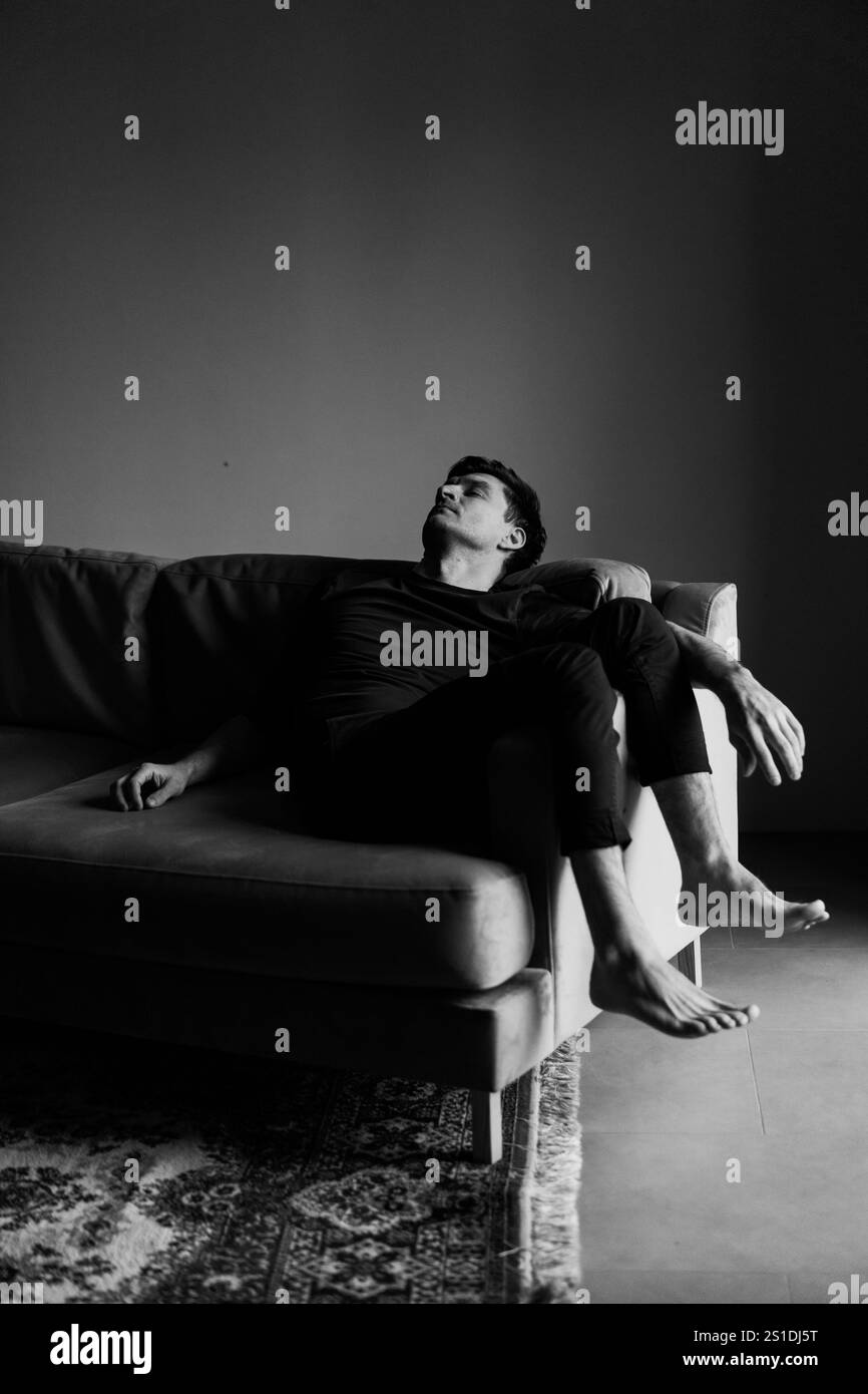 Portrait of a charismatic man, close-up, black and white Stock Photo ...