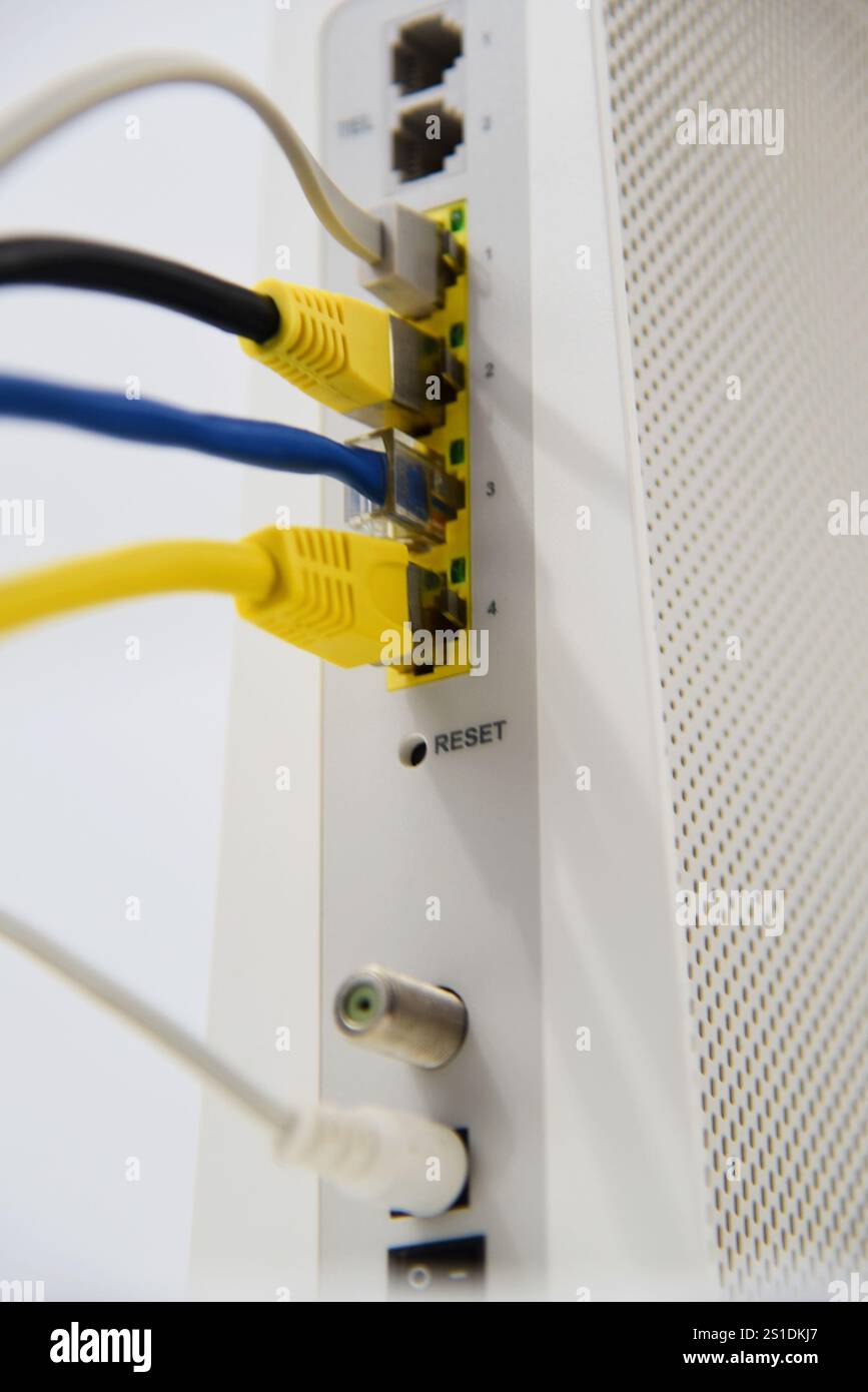 Netherlands. December 2024. Computer technology. A close up of a modem ...