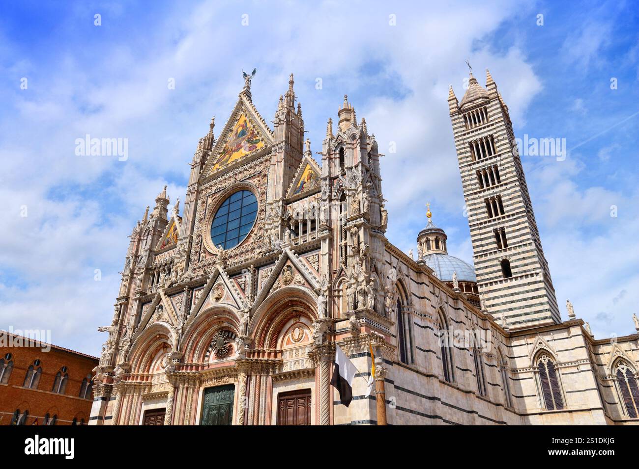 Siena landmark, Italy - medieval town of Tuscany. Cathedral facade ...