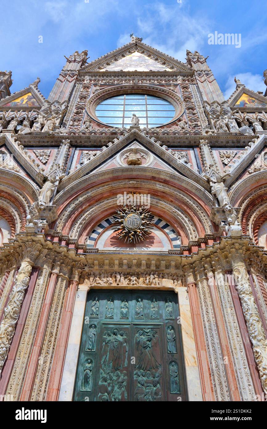 Siena landmark, Italy - medieval town of Tuscany. Cathedral facade ...