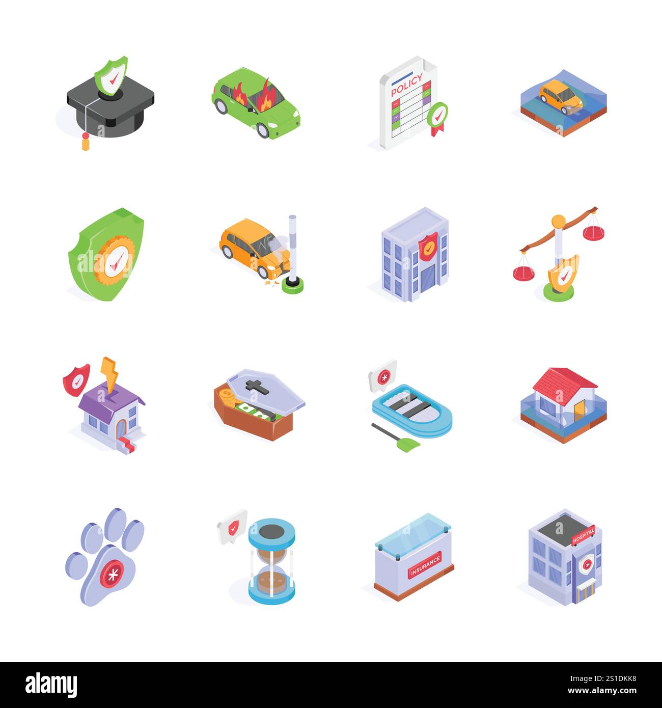 This set of isometric icons visually represents different aspects of ...