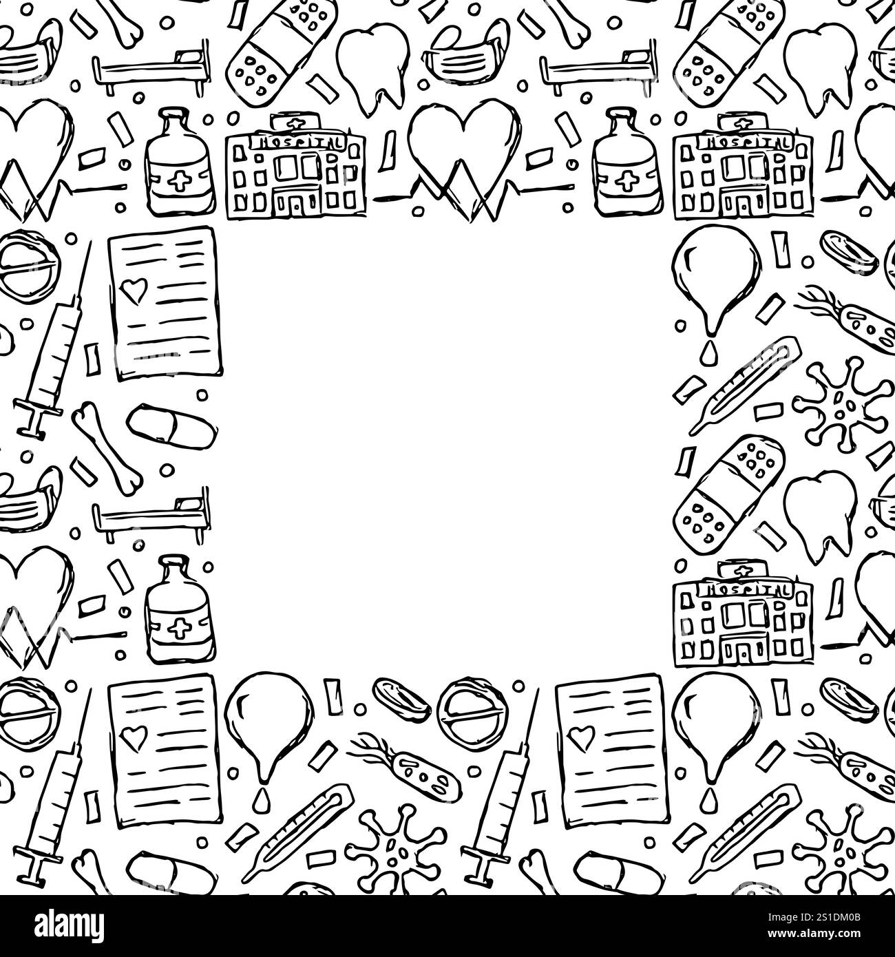 Medical frame. Hand drawn medicine background with place for text Stock ...