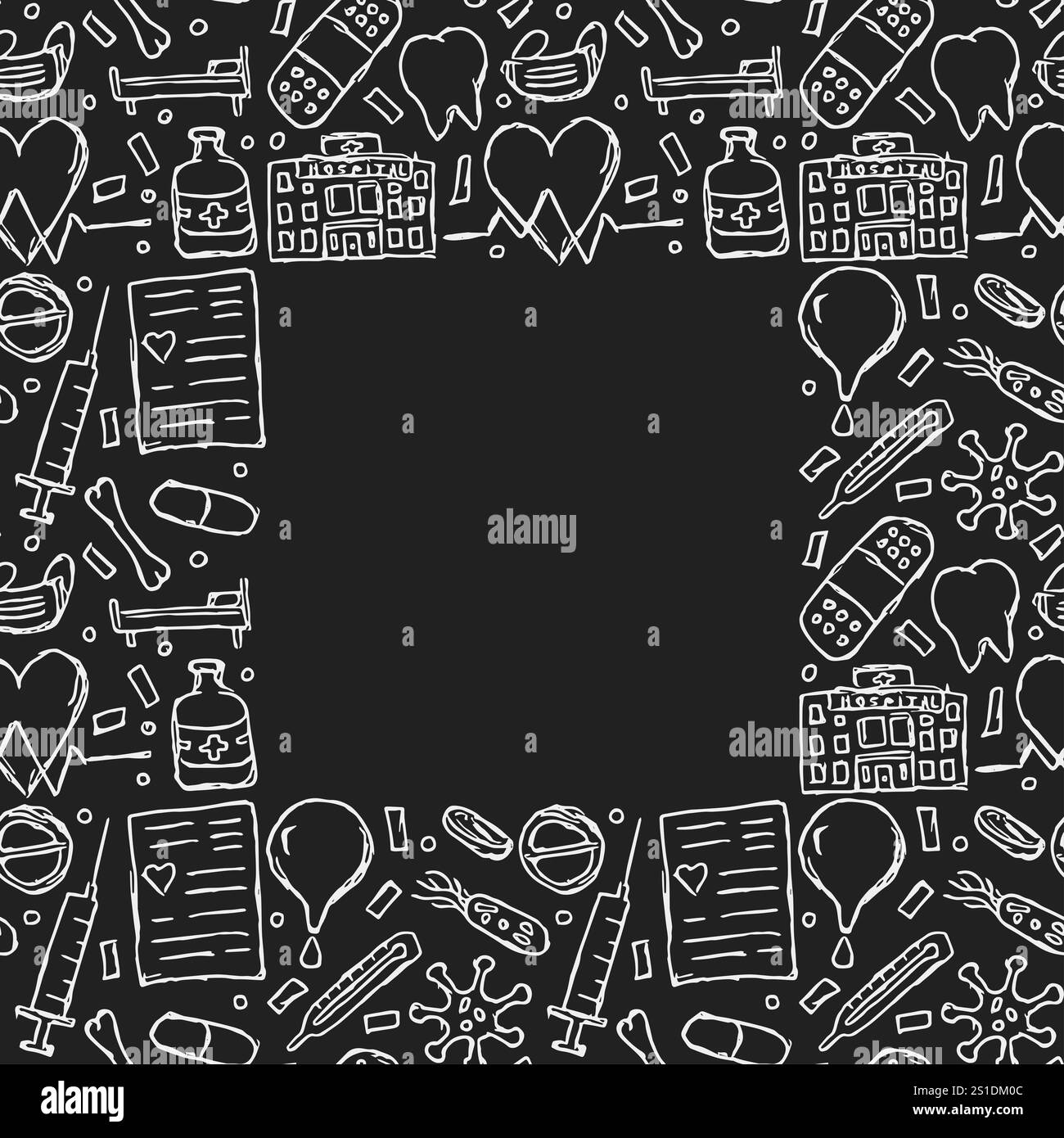 Medical frame. Hand drawn medicine background with place for text Stock ...