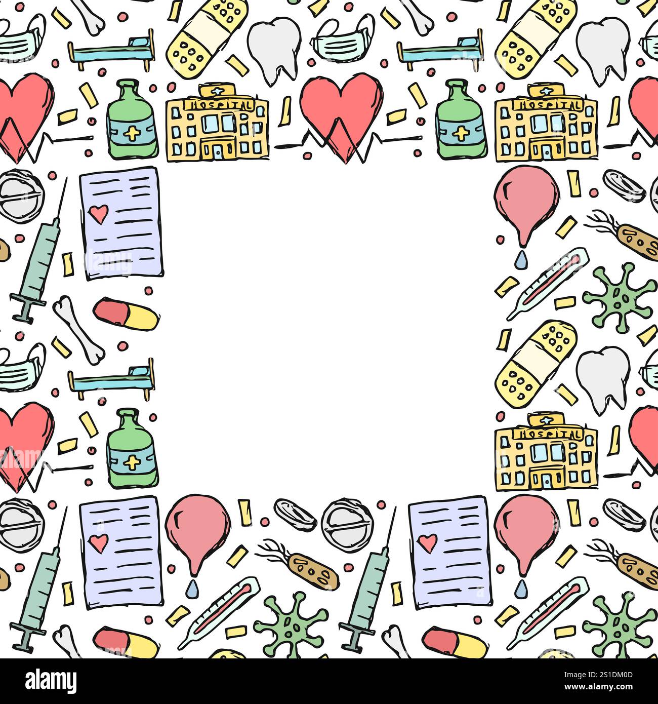 Medical frame. Hand drawn medicine background with place for text Stock ...