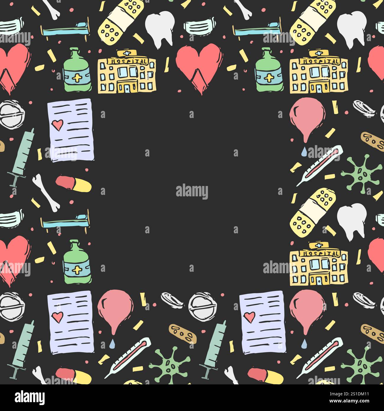 Medical frame. Hand drawn medicine background with place for text Stock ...