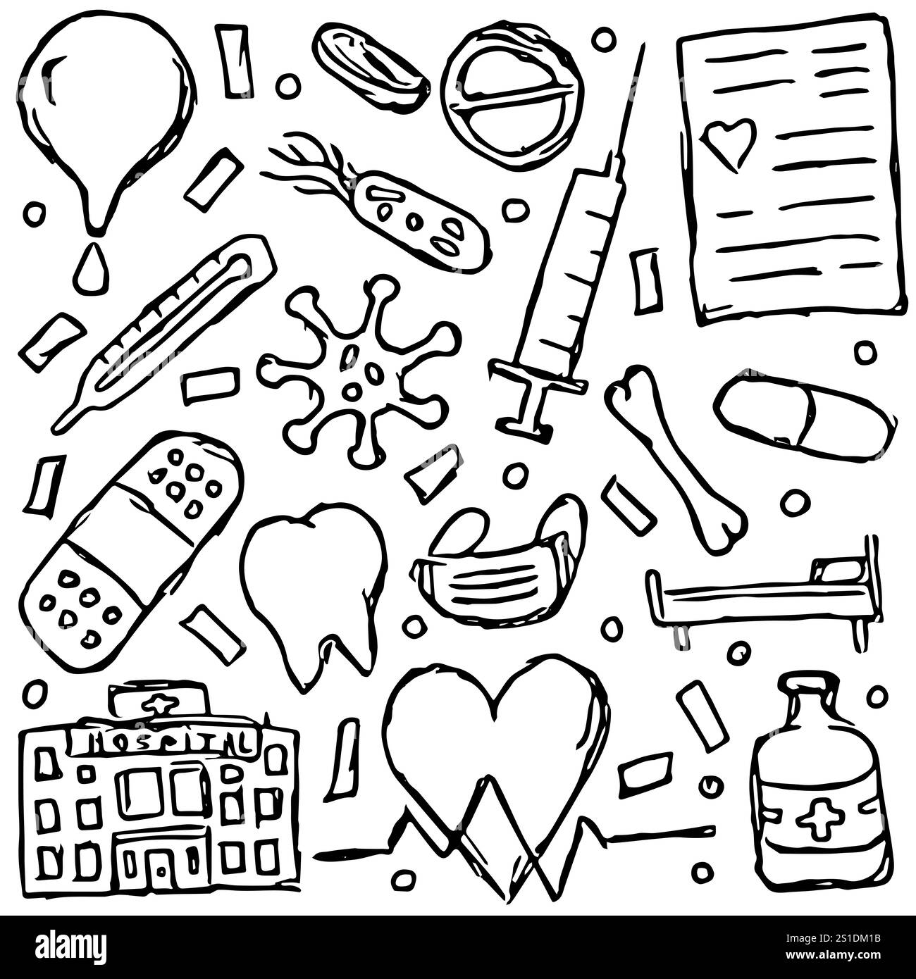 Medical medicine icon set Black and White Stock Photos & Images - Alamy