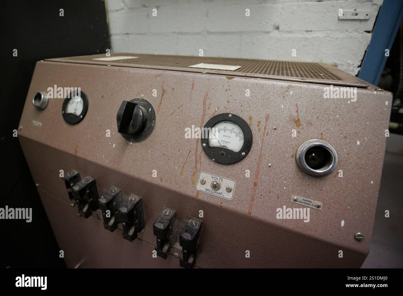 Fuse box controls at Mount Eden Park bunker, a former nuclear bunker in ...