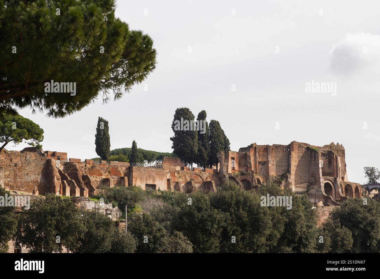 Rome, Italy - February 12, 2013: Palatine Hill (Mons Palatinus) with ...