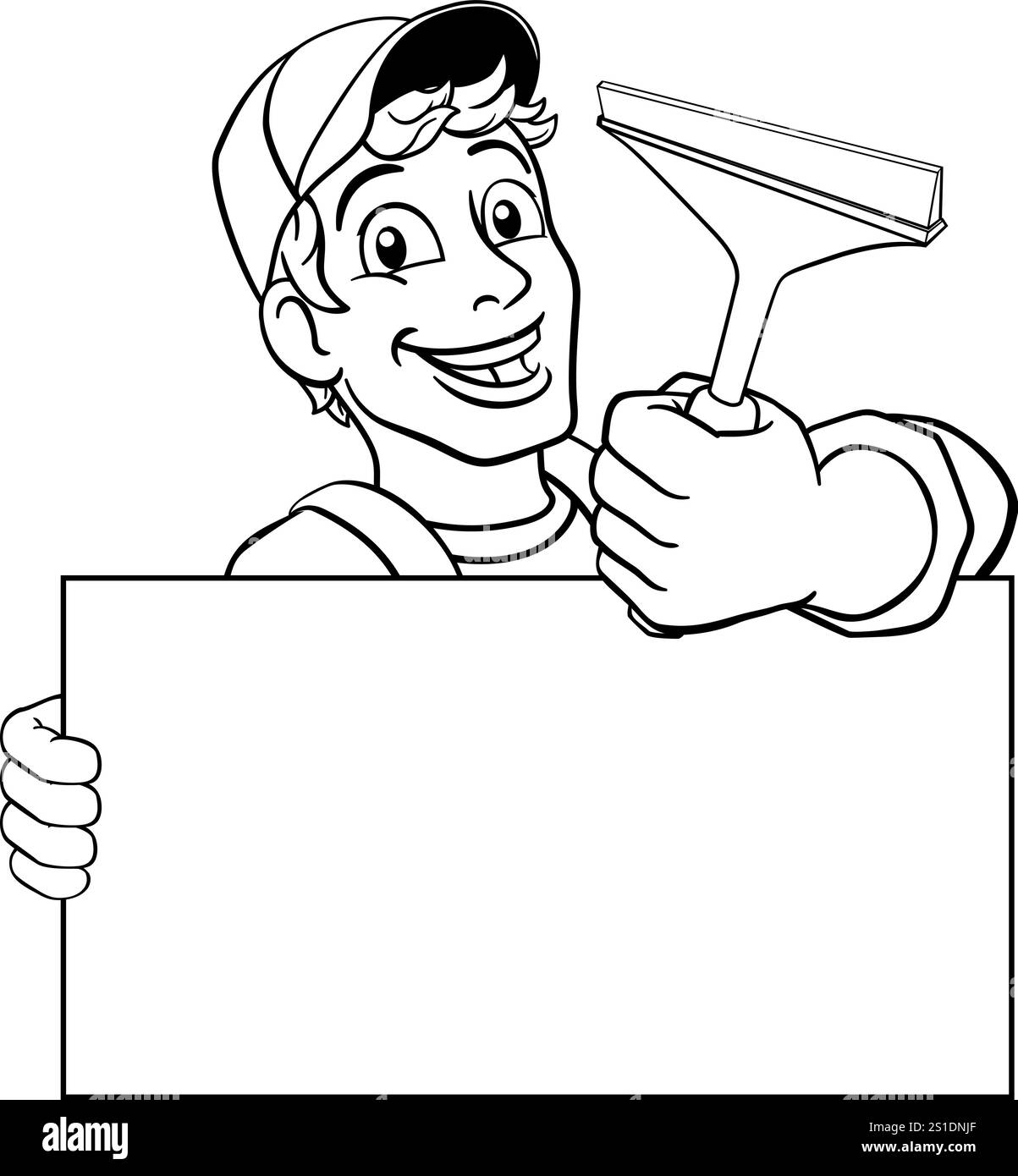 Window Cleaner Cartoon Car Wash Cleaning Man Stock Vector Image & Art ...