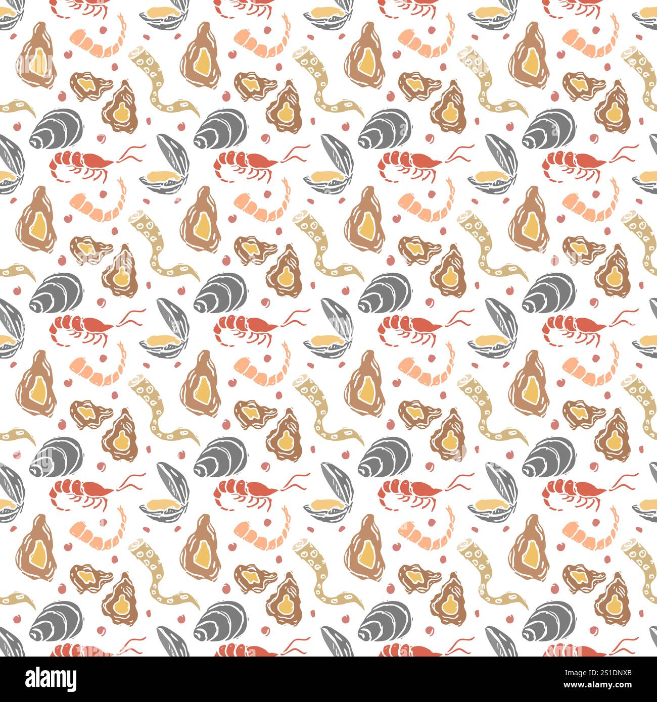 Seamless seafood pattern. Hand drawn sea food background Stock Photo ...