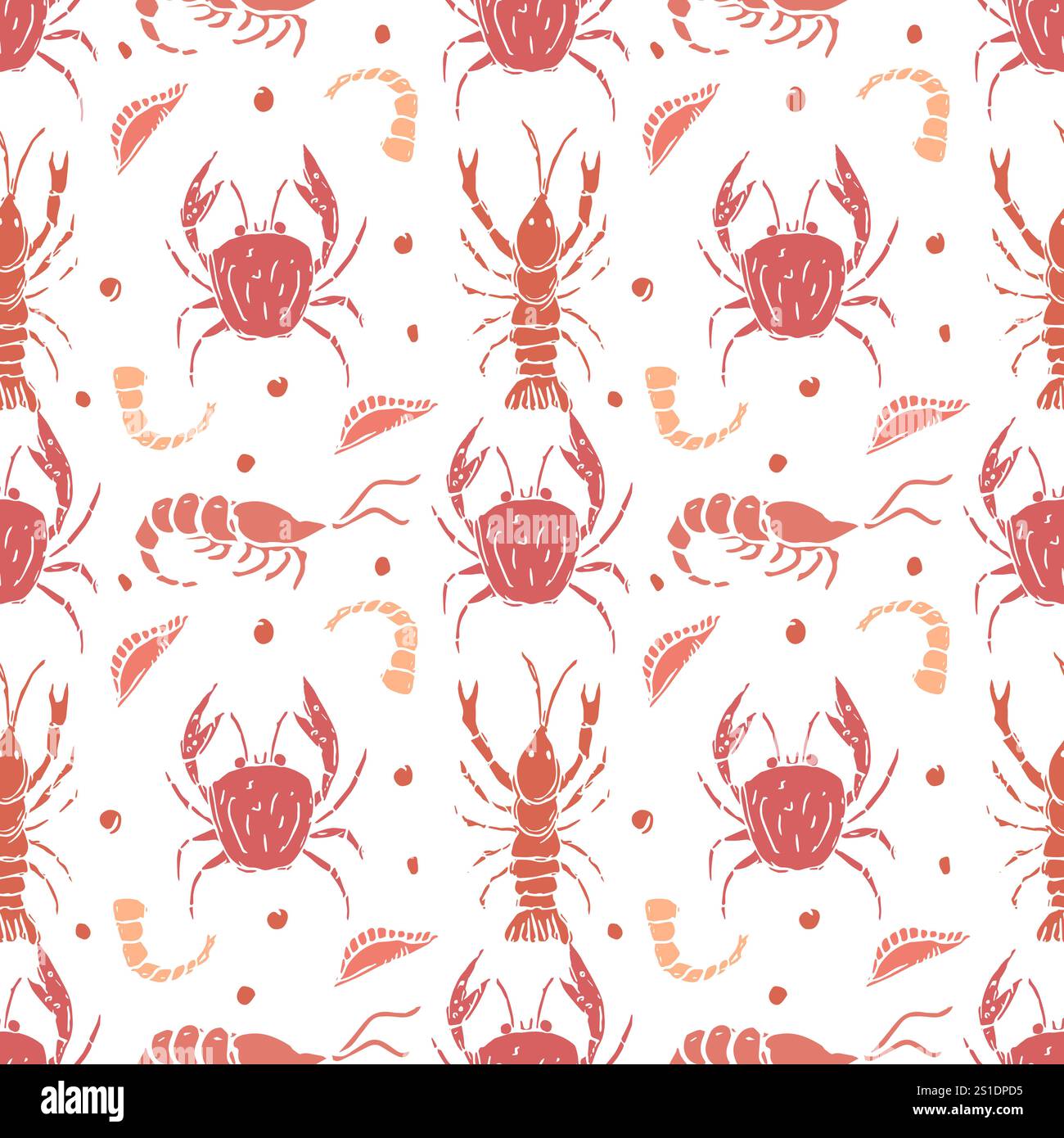 Seamless seafood pattern. Hand drawn sea food background Stock Photo ...