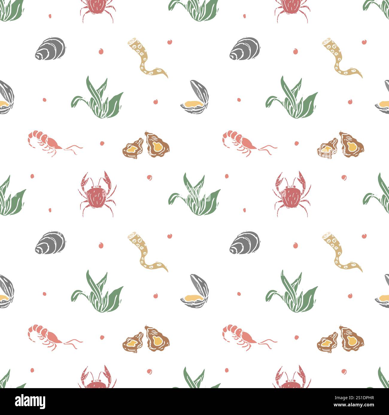 Seamless seafood pattern. Hand drawn sea food background Stock Photo ...