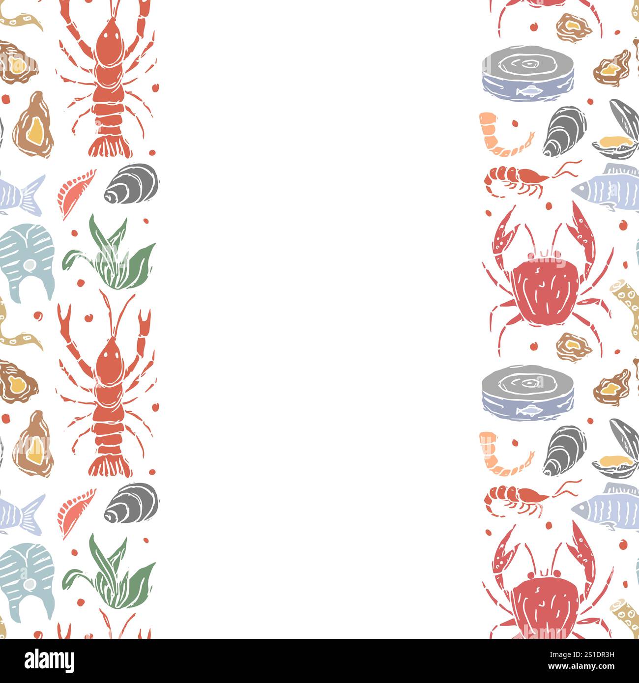 Seafood frame with place for text Stock Photo - Alamy