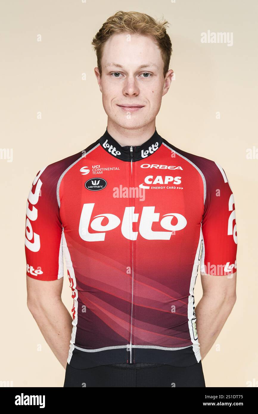 Temse, Belgium. 03rd Jan, 2025. Belgian Thibault Bernard poses for the photographer during the ...