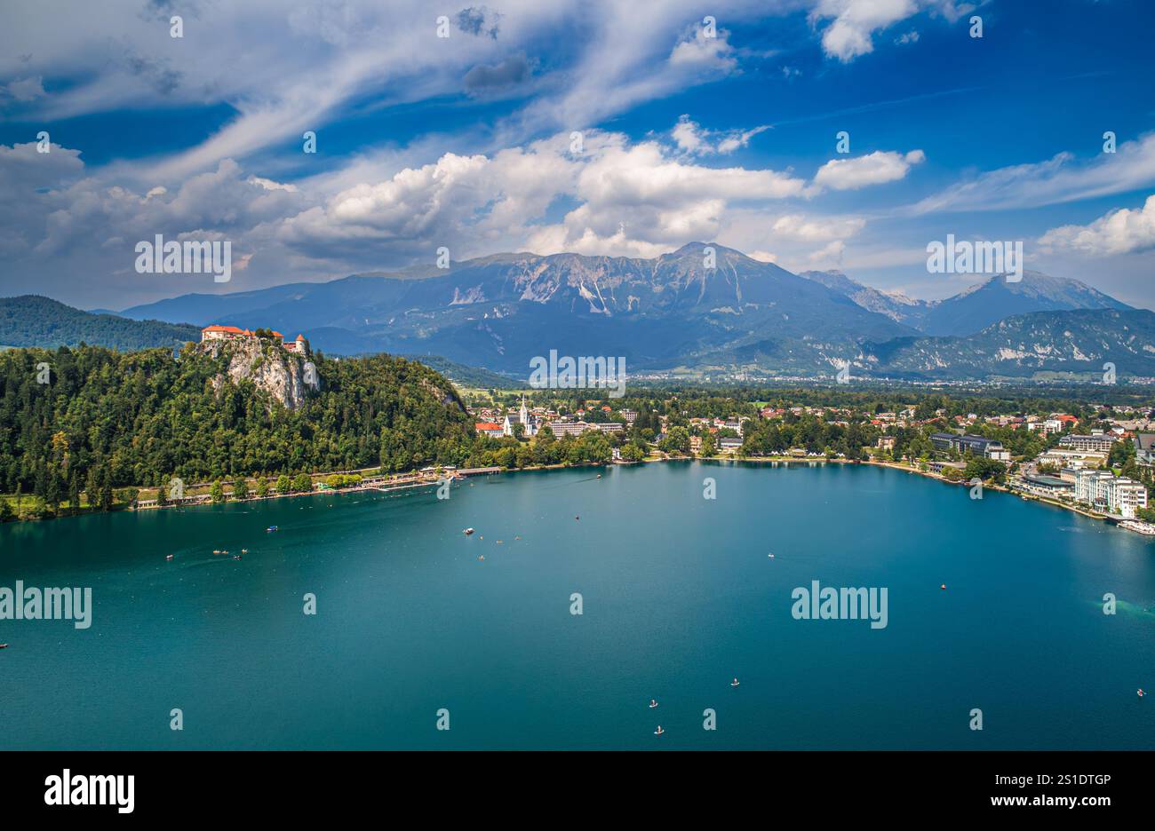 Slovenia - Aerial view resort Lake Bled Stock Photo - Alamy