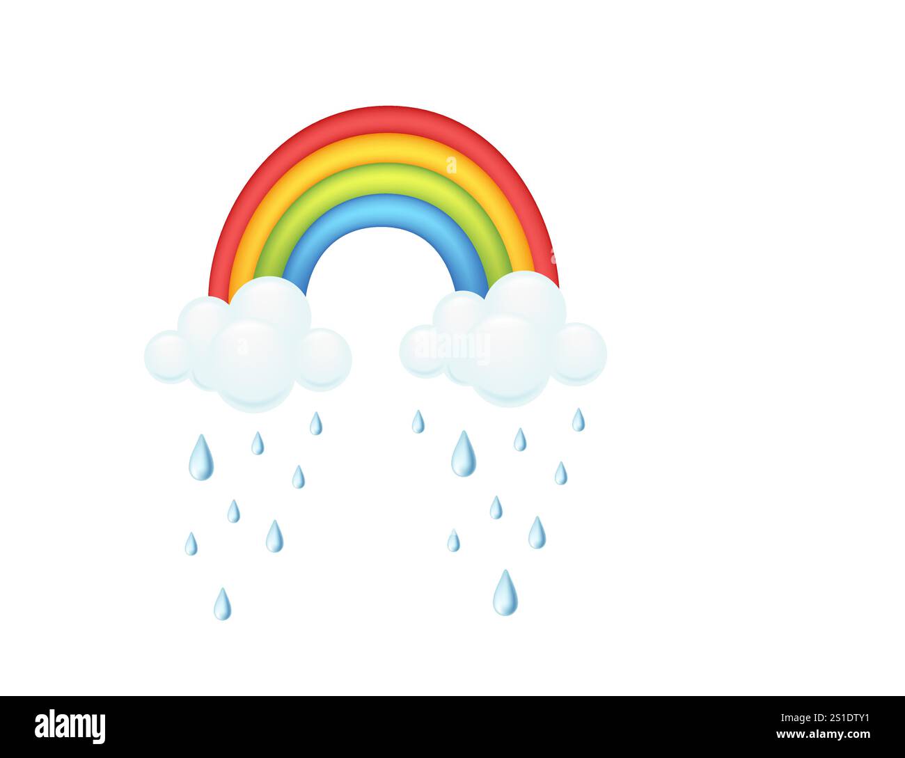 Rainbow with clouds and raindrops. Ideal for inspirational, weather, or children's themes ...