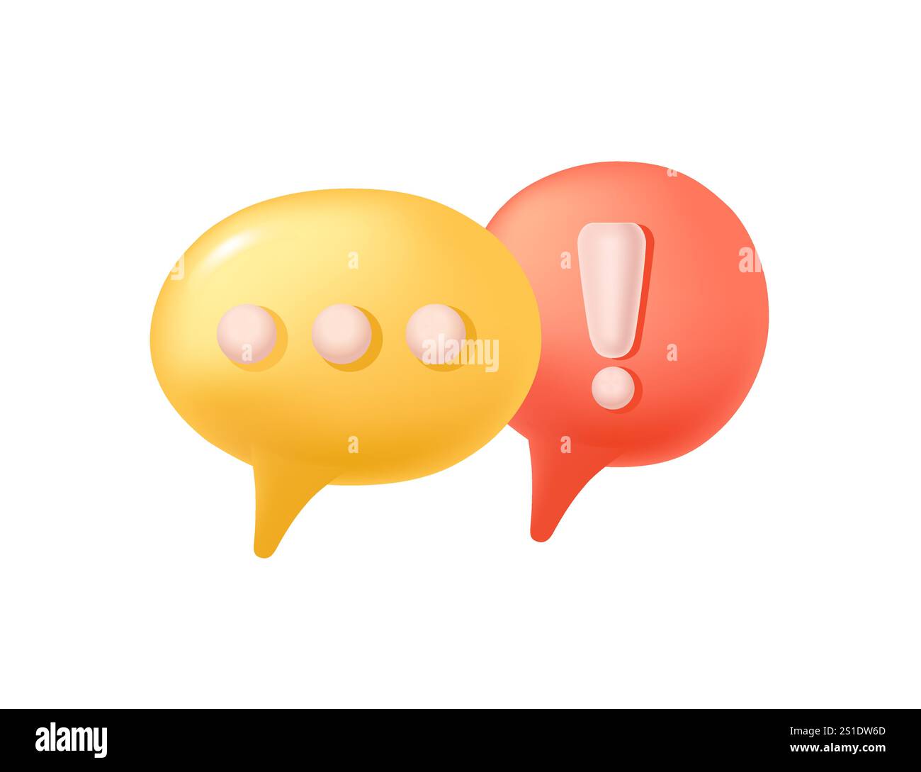 Yellow and red speech bubbles with a chat and alert icon, ideal for ...