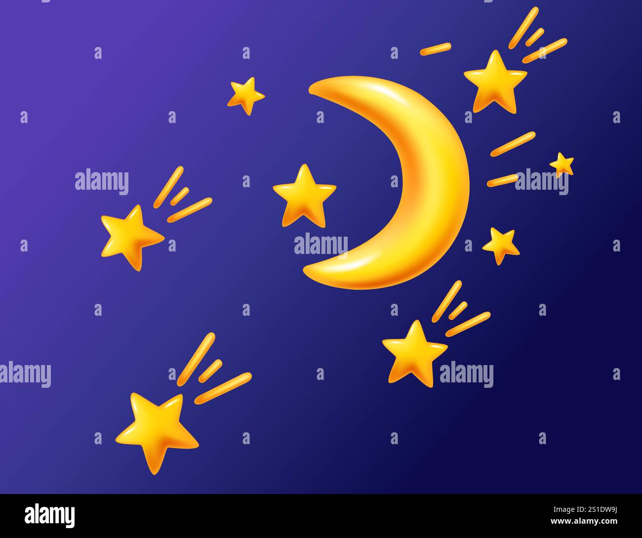 Crescent moon and stars with a deep purple night sky, perfect for ...