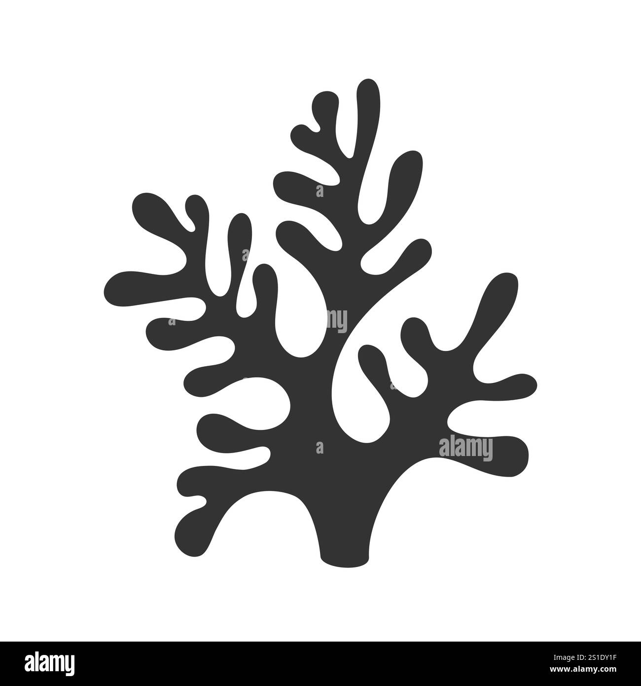 Coral reef branch silhouette. Fauna of sea underwater sponges ...