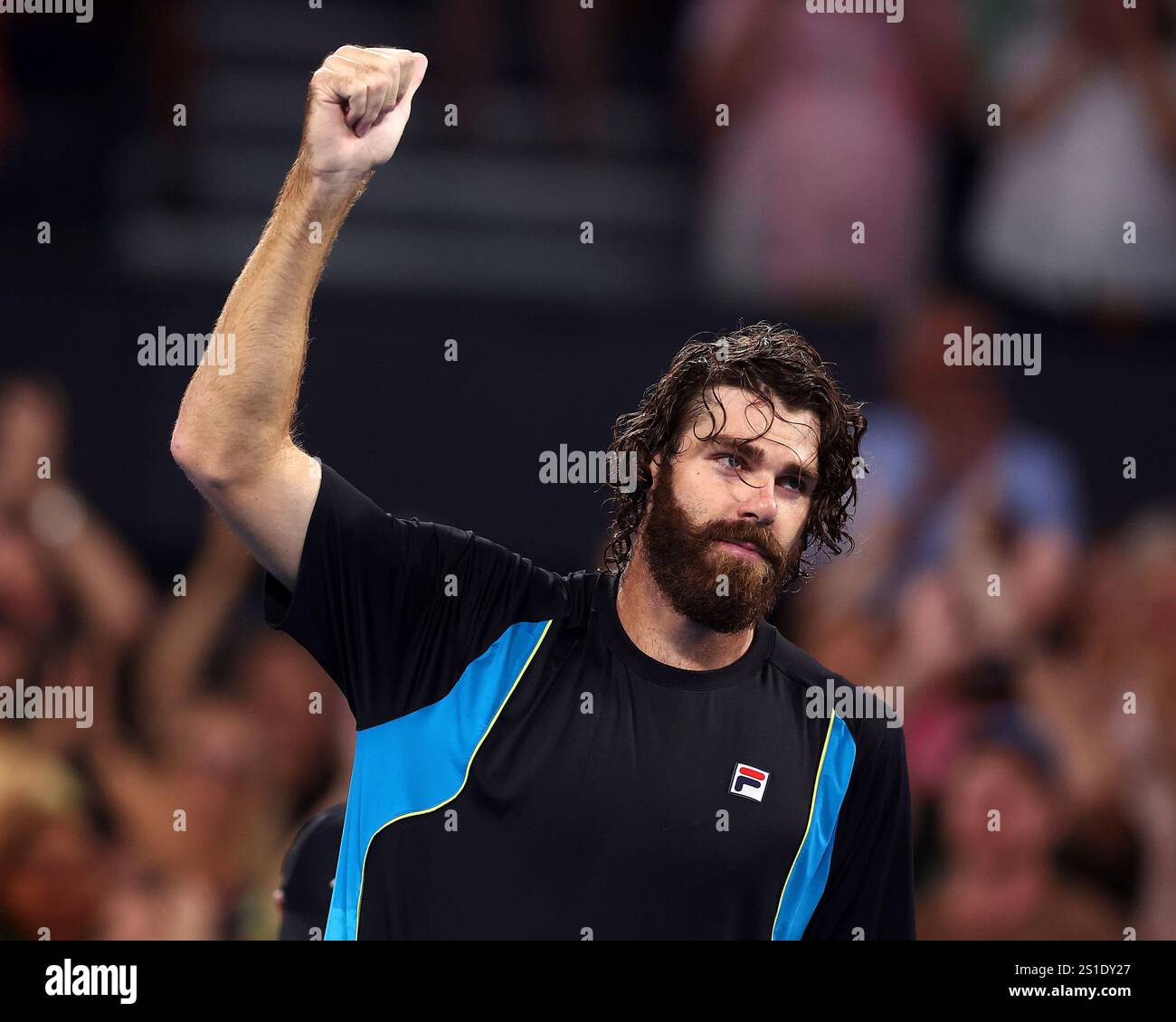 USA's Reilly Opelka celebrates winning his match against Serbia's Novak ...