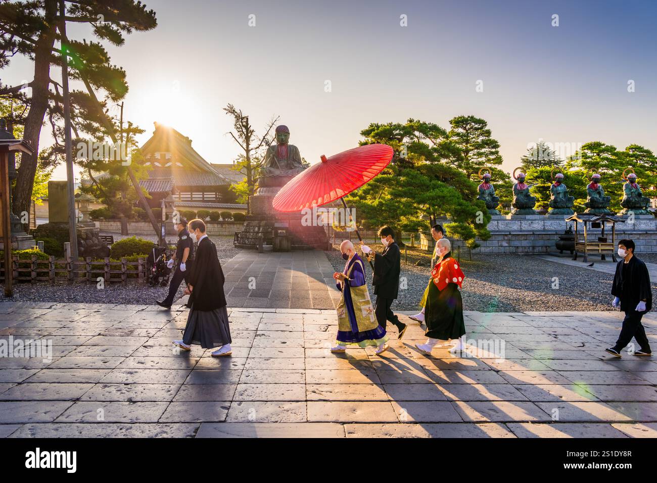 NAGANO, JAPAN - AUGUST 4, 2023: The O-Asaji morning ceremony at Zenko ...
